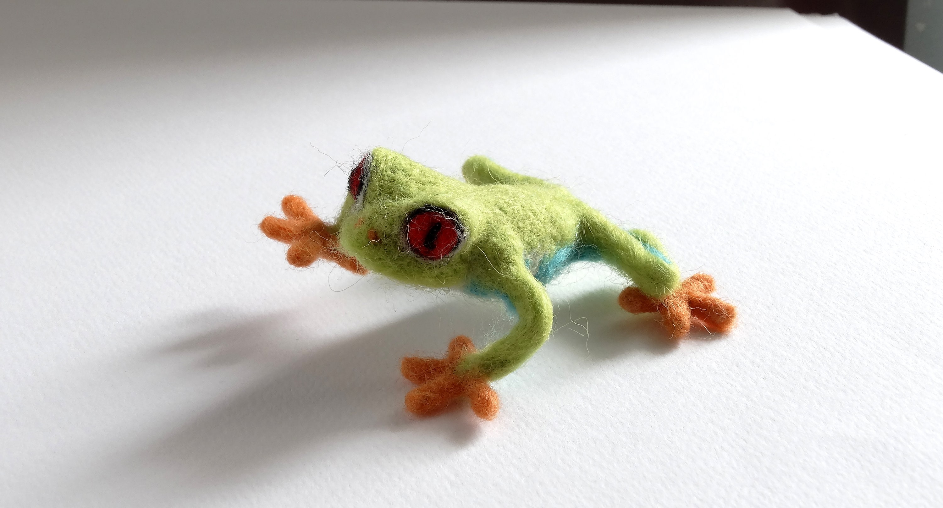 Felted Frog,felted Animal Miniature, Red Eyed Tree Frog,felted Figure ...