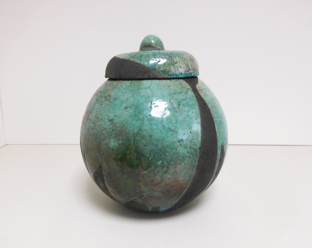 Rare Heavy Glossy and Rough Ceramic Jar With Lid, Made by Hand ...