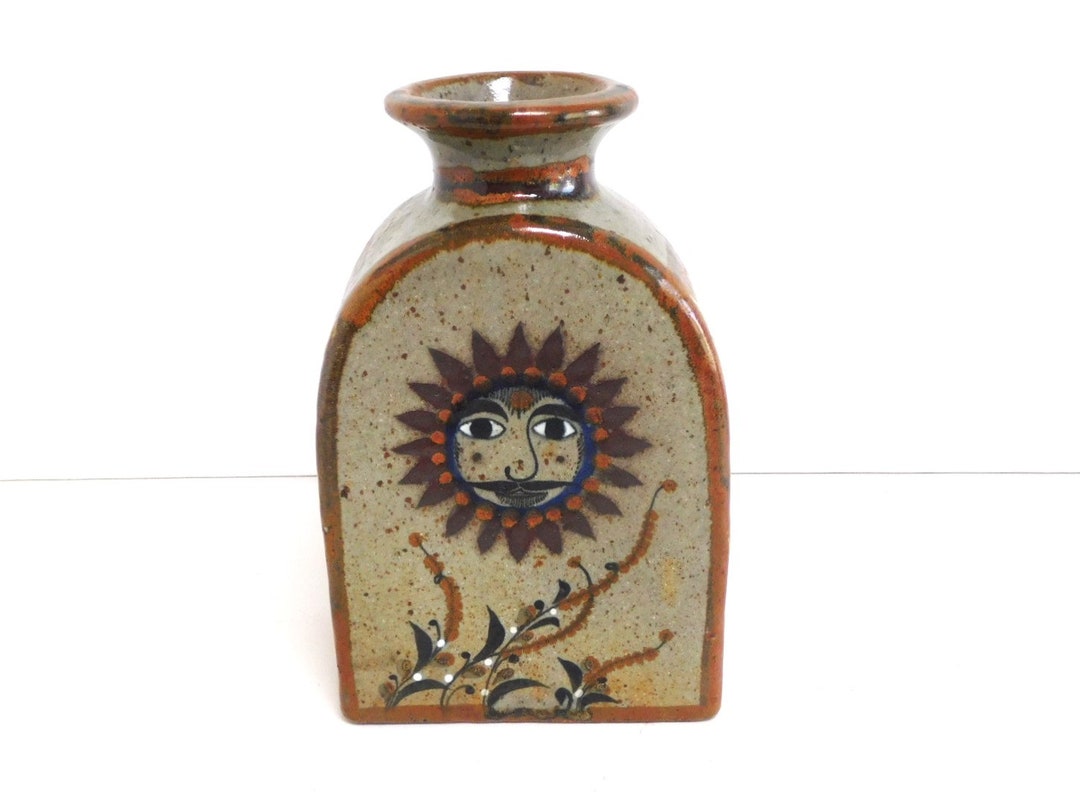 Tonala Mexican Pottery, "sun Face" Vase, Ceramic, Designed by Jorge ...