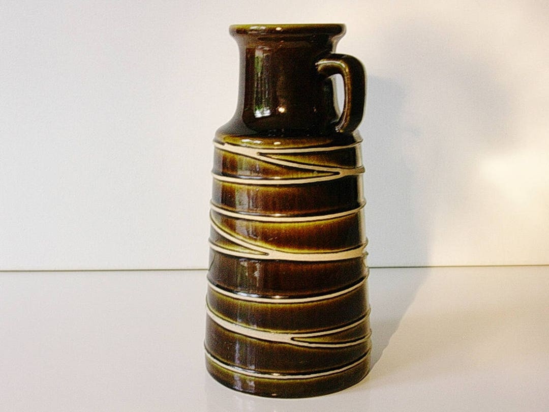 Ilkra Edelkeramik Handled, Olive Green, Vase, West German Pottery, WGP ...