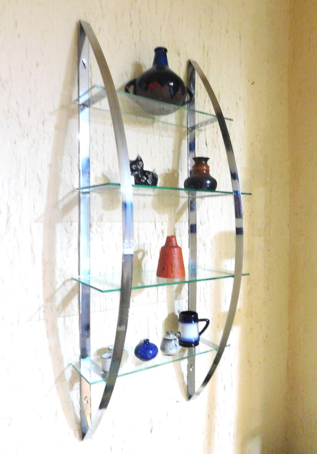 Wall Mounted Chrome and Glass Shelf / Rack - Etsy