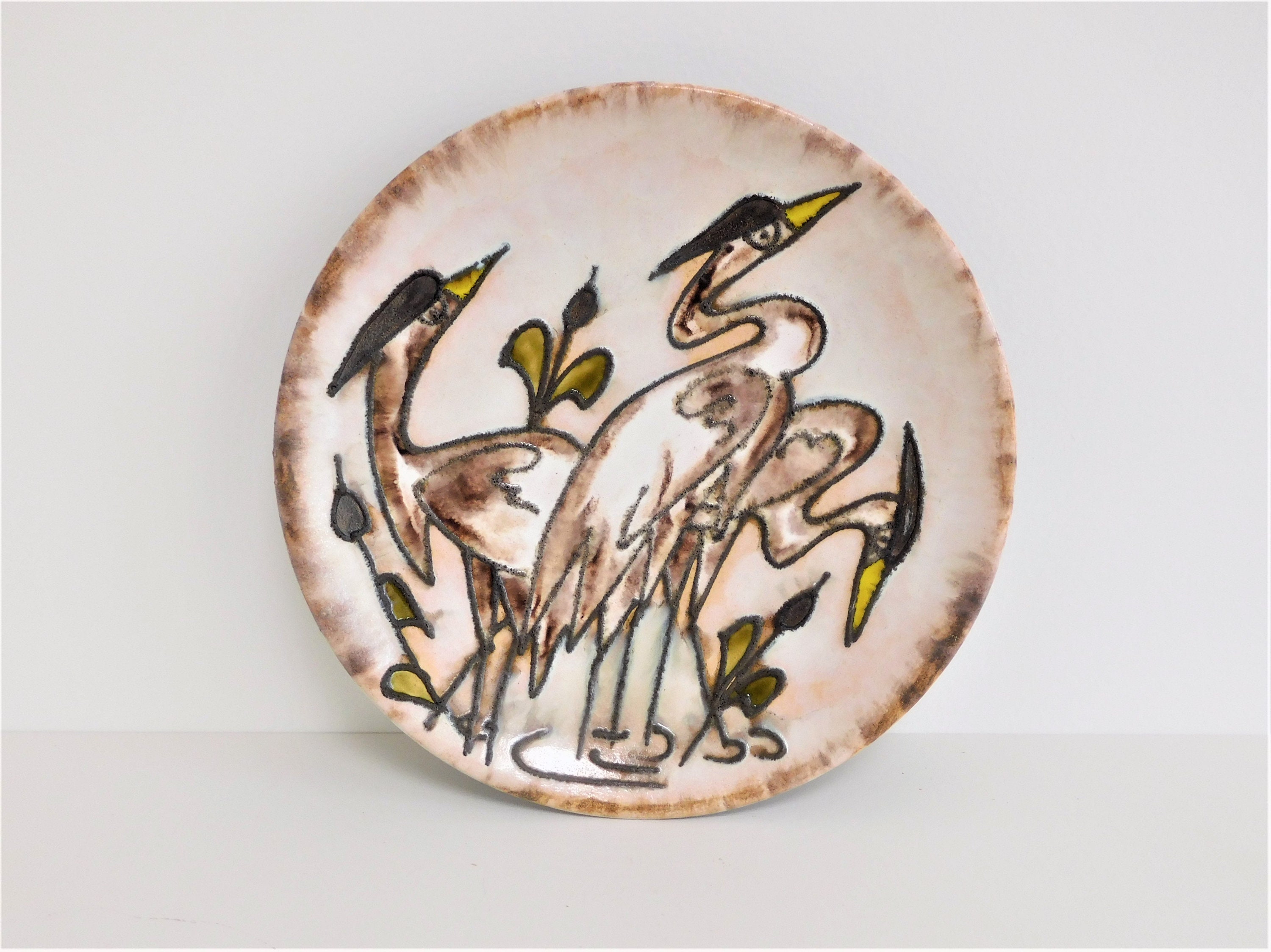 Ruscha Ceramic Wall Plate, Cranes, 28.5 Cm, West German Pottery, WGP - Etsy