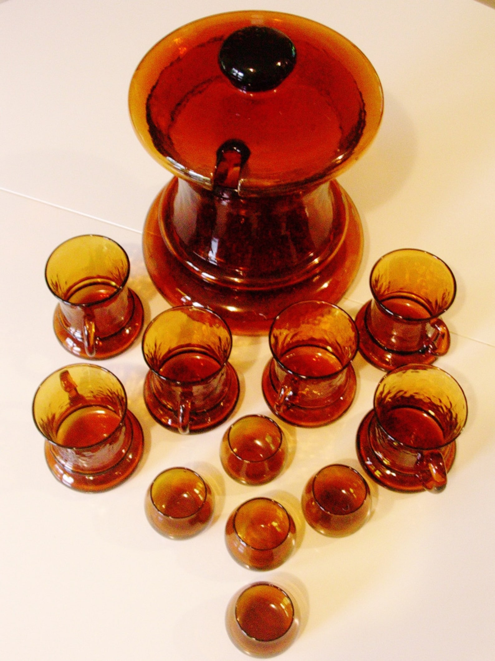 12 Pc, Mid Century, Stunning Italian Amber Glass Bowl / Punch Set - Etsy