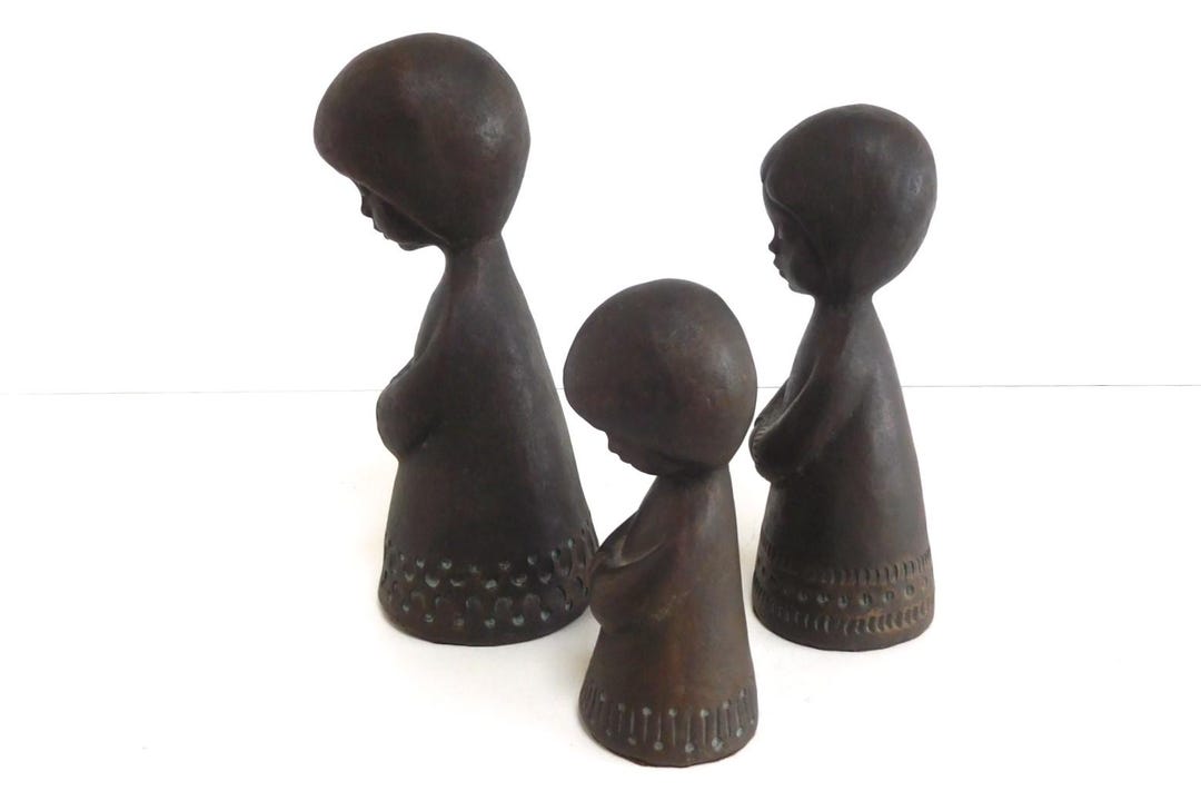 Set of 3 Rare Achatit Handmade Figurines of 3 Praying Children, by ...