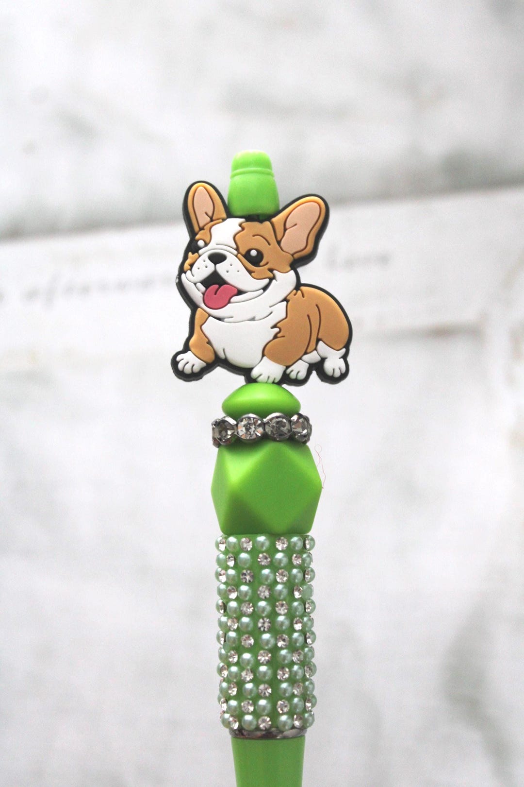 Lime Green Corgi Pen: Rhinestone Grip, Fun Dog Lover Gift - Etsy