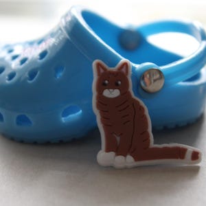 Brown and White Tabby Cat Shoe Charm, Cute Cat Charm Feline Lover Gift ...