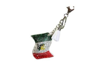 Mexican Flag Rhinestone Puffy Key Chain - Etsy