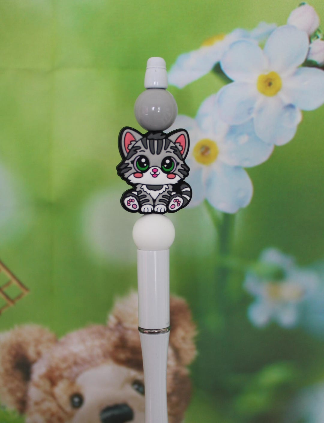Gray Tabby Cat Pen Black Ink ( White Base) - Etsy