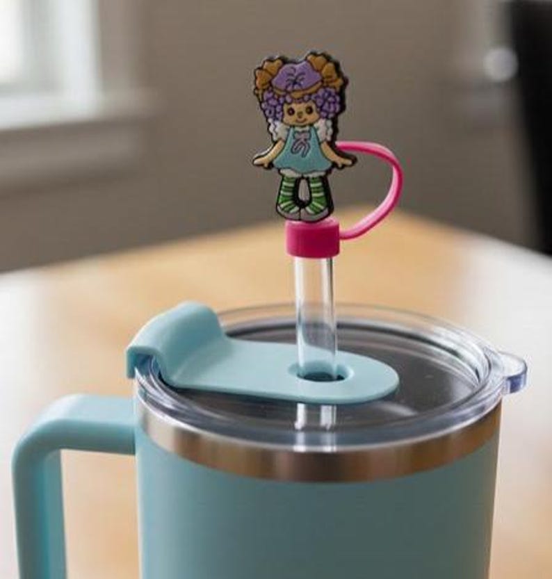 Retro Angel Girl Straw Cover for a 10mm Fit for Large Tumbler Type of ...