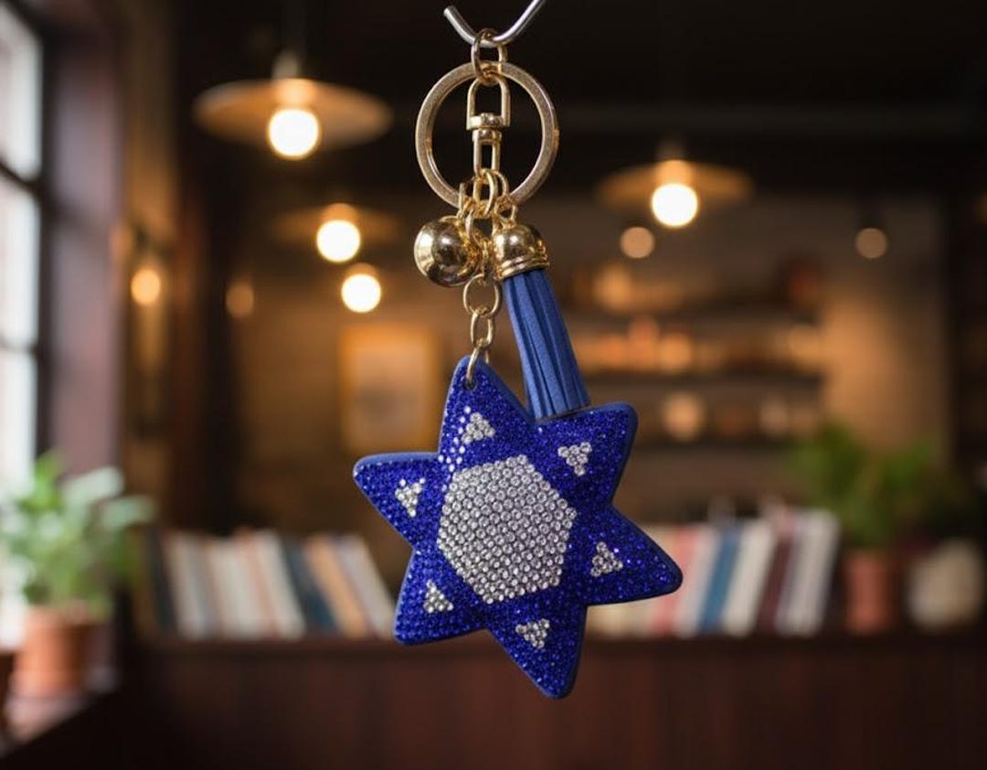 Star of David Blinged Key Chain - Etsy