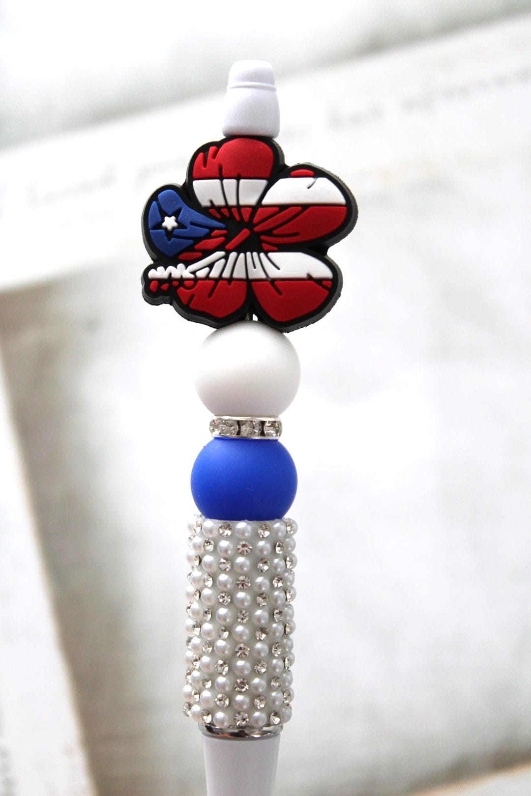 Puerto Rican Hibiscus Flower Pen | Custom Beaded Pen | 6-7 Inch Pen ...