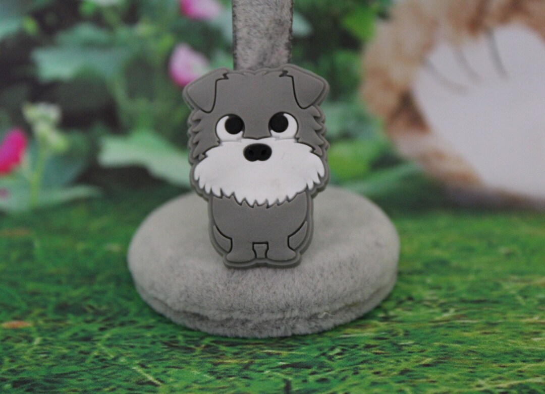 Light Gray and White Schnauzer Puppy Dog Shoe Charm ( Original Design ...