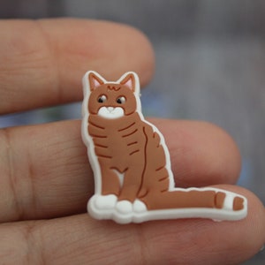 Brown and White Tabby Cat Shoe Charm, Cute Cat Charm Feline Lover Gift ...