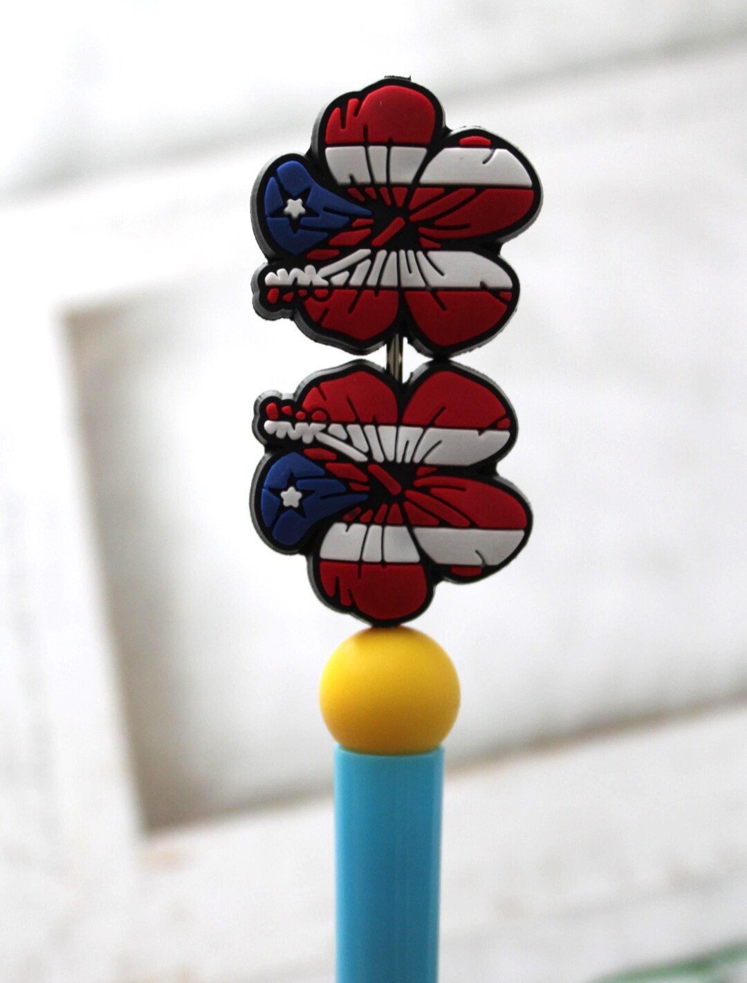Puerto Rican Flag Hibiscus Beads: Tropical DIY Craft Supplies - Etsy