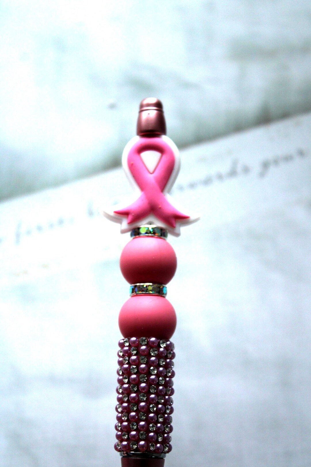 Breast Cancer Awareness Pen, Pink Ribbon Pen, Rhinestone Pen Faux ...
