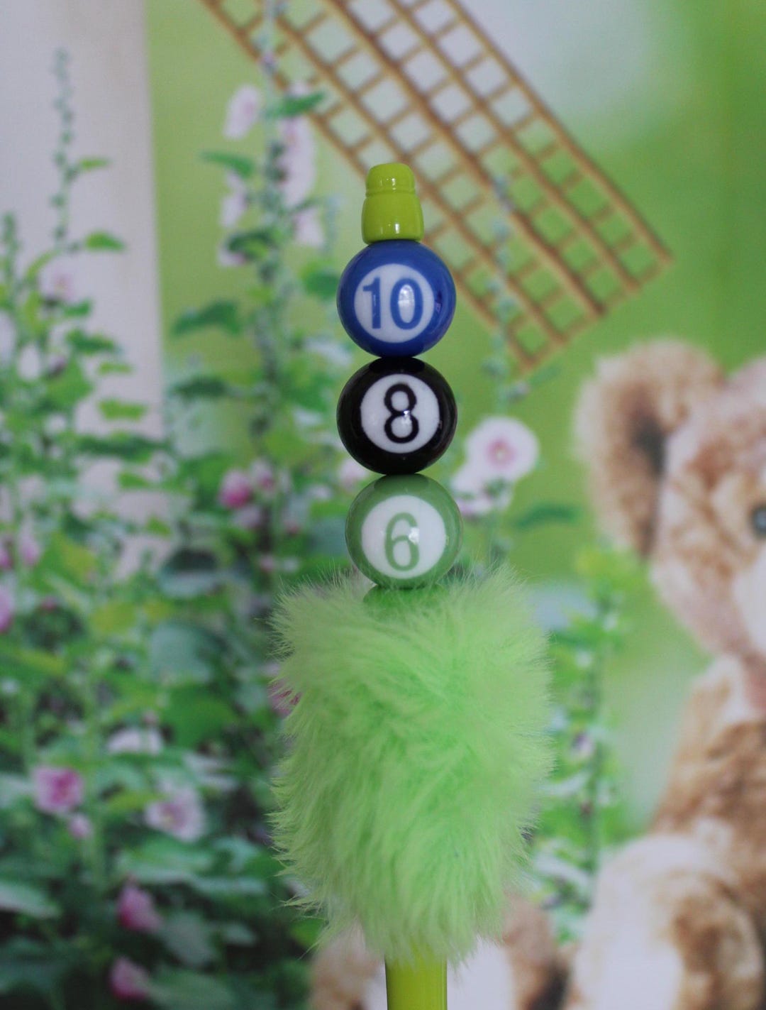 Fuzzy Lime Green Pool Balls Ink Pen (black Ink) - Etsy