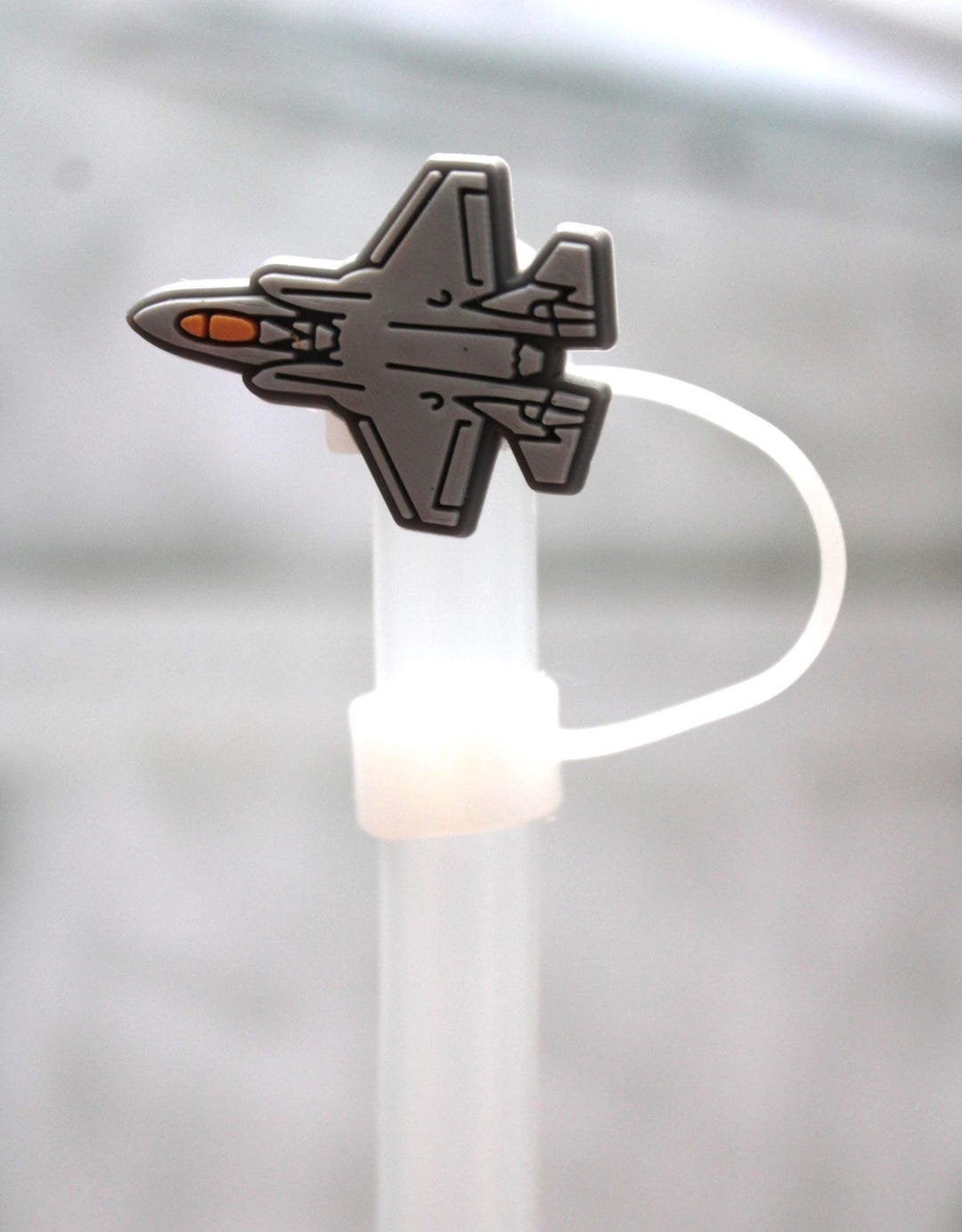 Gray F-35 Fighter Jet Straw Cover for Stanley Type Straws 10mm Silicone ...