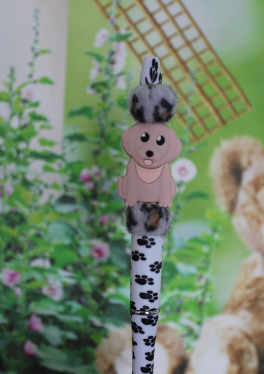 Beige Labrador Dog Paw Print Beaded Pen (black Ink) - Etsy