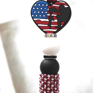 Red Soldier Tribute Pen With Heart Topper Faux Rhinestone Grip, Fine ...