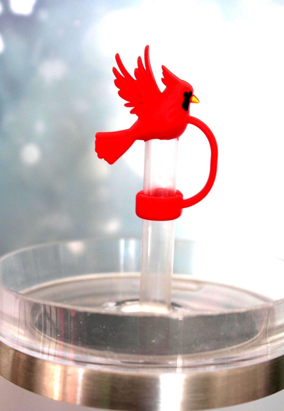 Red Cardinal Bird Straw Cover Designed to Fit a 10mm Straw. Cover Helps ...