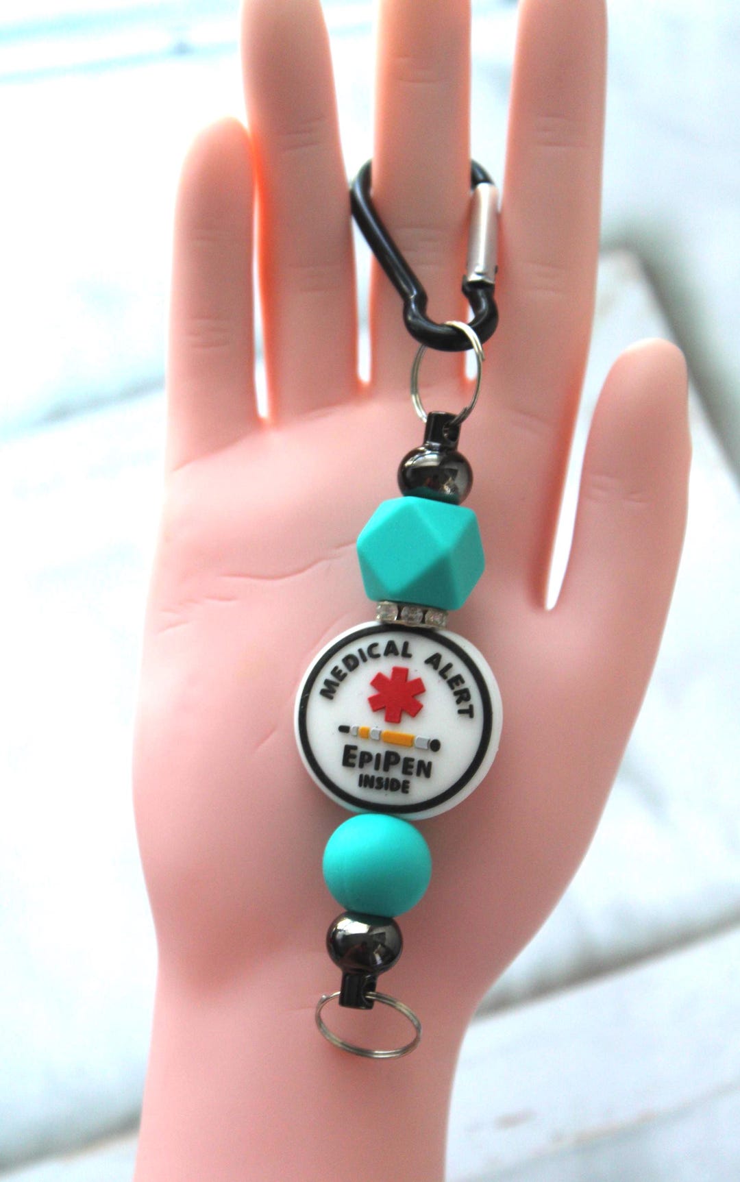 Medical Alert Epipen Keychain | Epipen Inside Tag With Carabiner Clip ...