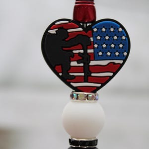 Red Soldier Tribute Pen With Heart Topper Faux Rhinestone Grip, Fine ...