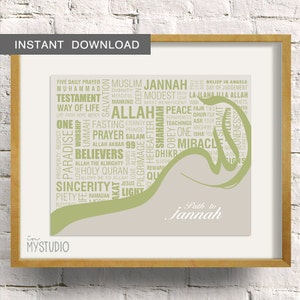 Instant Download. Path to Jannah, Islamic Wall Art Print. 8x10 ...