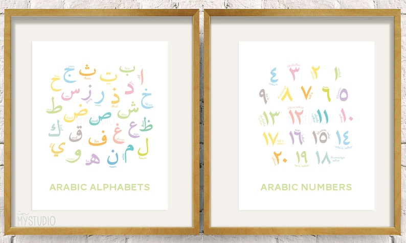 Instant Download Arabic Alphabets & Numbers for Kids, Colorful Pastel ...