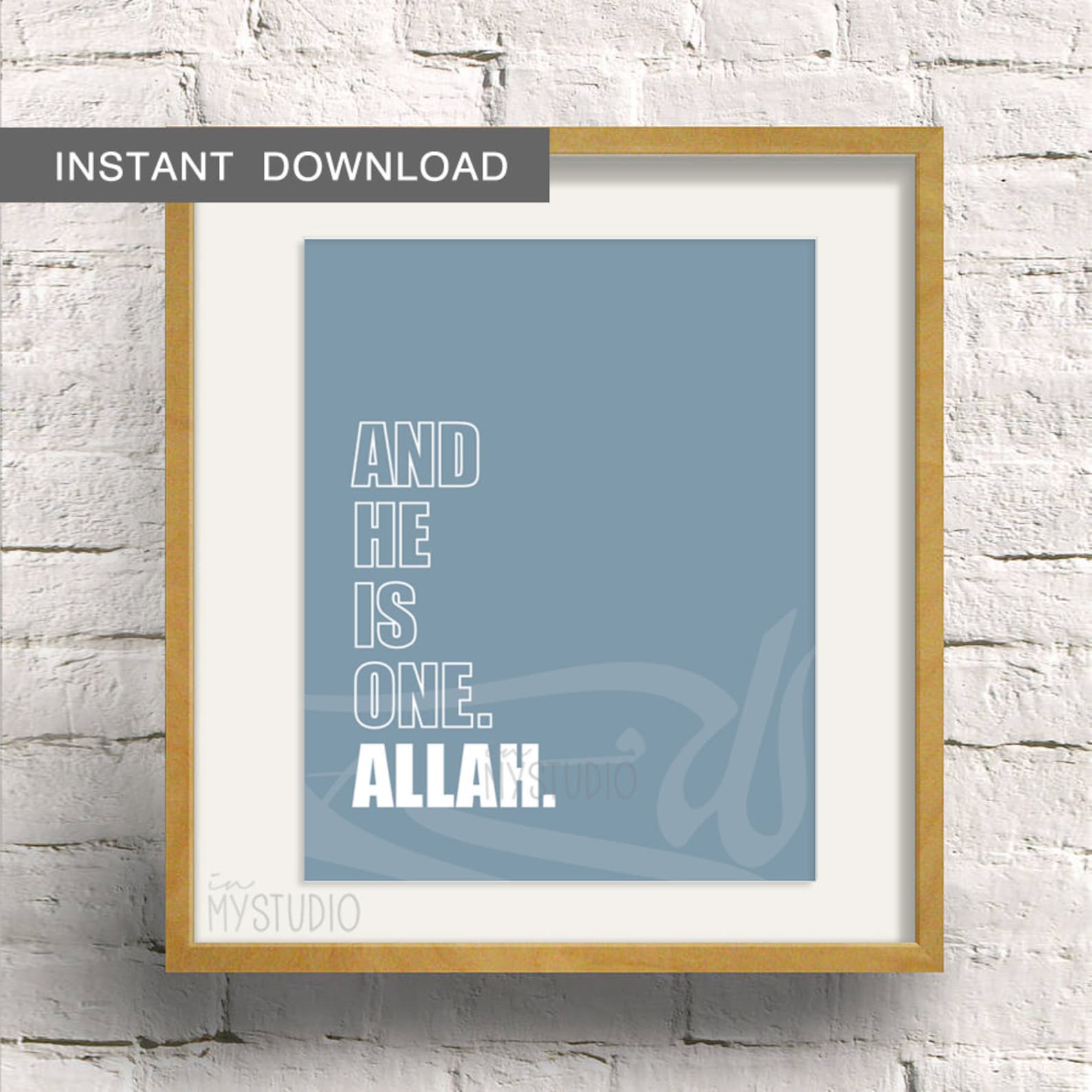 Instant Download Modern Islamic Allah Typography Design. Wall Art Print ...
