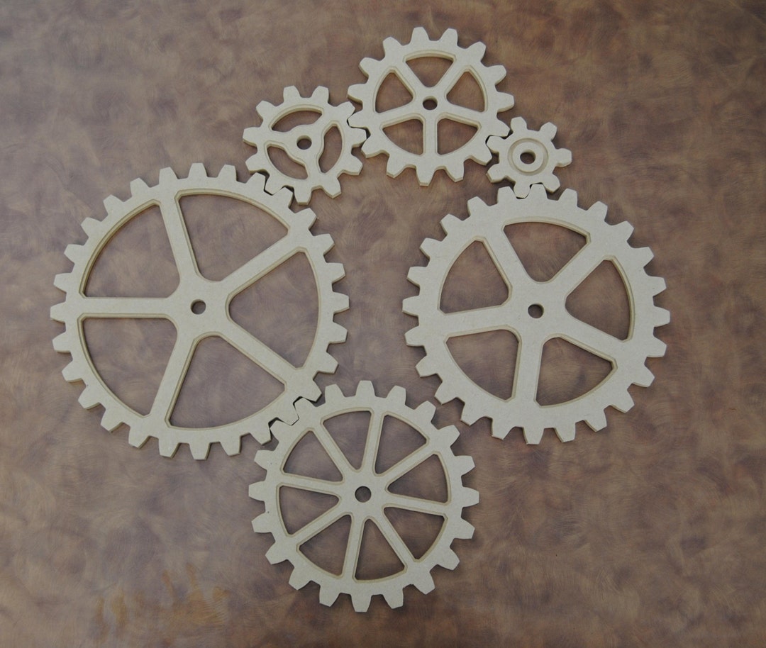Large Wood Gear, 6 Gear Set, Wooden Cog, Sprocket, Steampunk, Modern ...