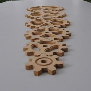 Large Wood Gear, 6 Gear Set, Wooden Cog, Sprocket, Steampunk, Modern ...