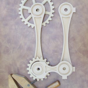 Push Rod Connecting Rod 16 Inches Gear Wall Decor Wooden Gears Cogs ...