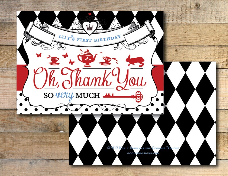 Alice in Wonderland Thank You Card - Etsy
