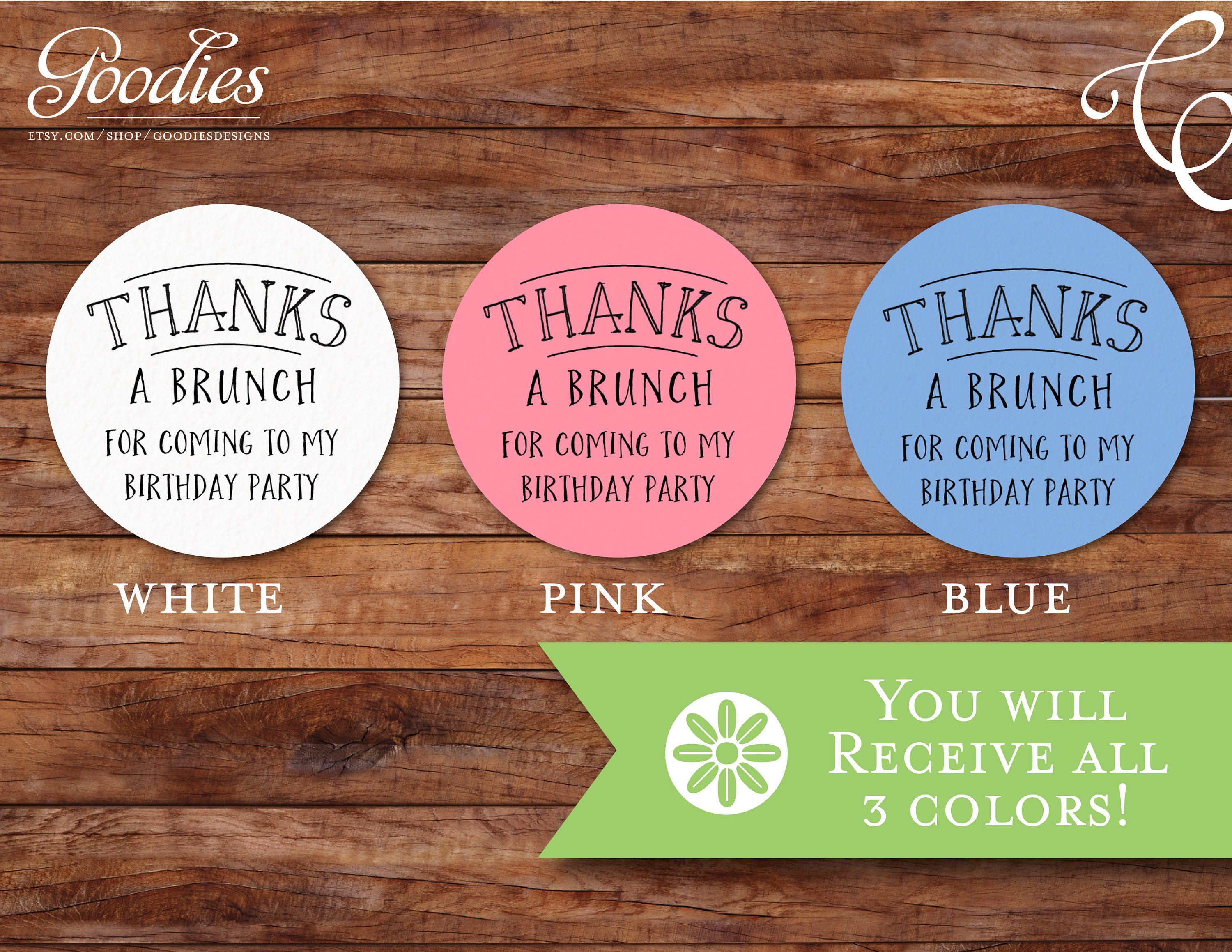 Thanks a Brunch Tags Stickers or Cupcake Toppers Thank You | Etsy