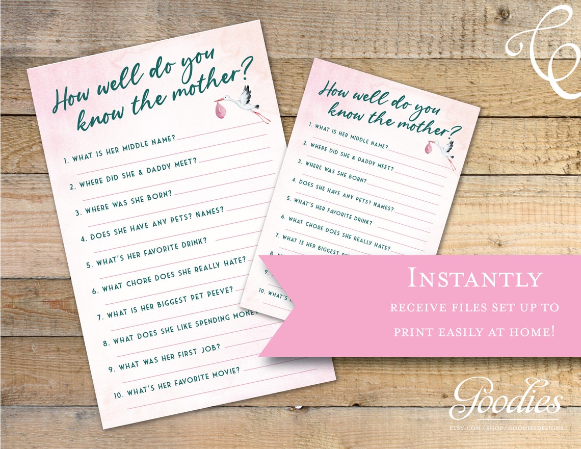 How Well Do You Know the Mom Game - Instant Download, Party Game, Baby ...