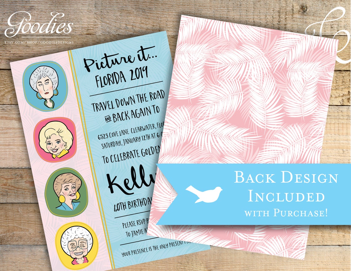 Golden Girls Party Invitation - Birthday Party Invitation, Shower ...