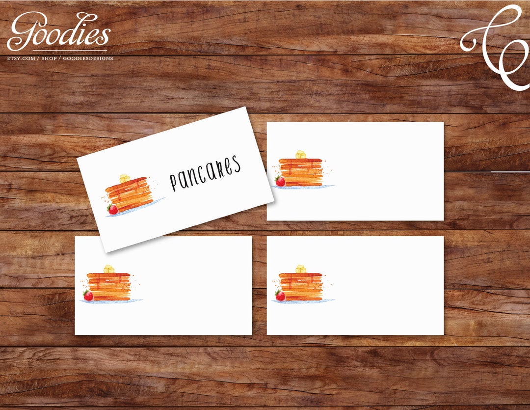 Pancakes Party Tent Cards - Food Labels - Place Cards - Instant ...
