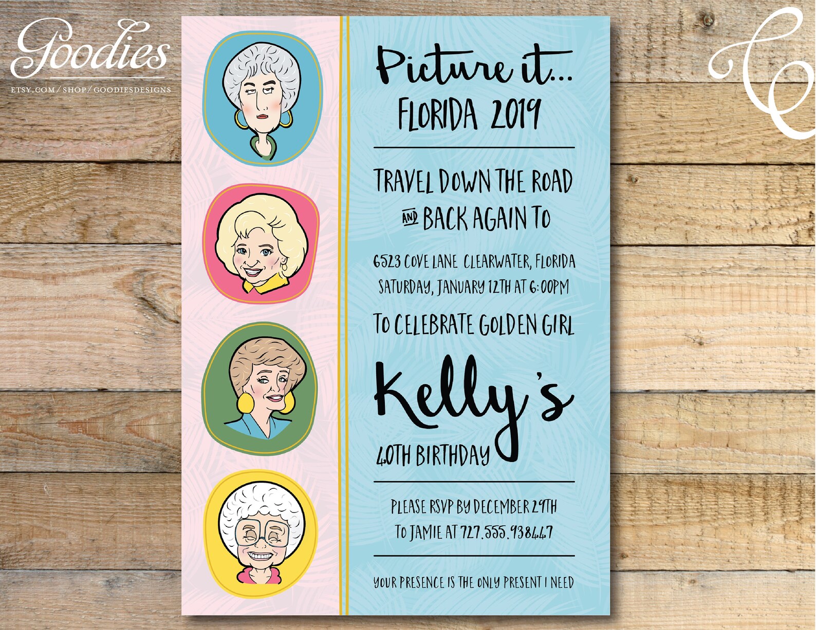 Golden Girls Party Invitation - Birthday Party Invitation, Shower ...