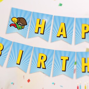 Super Hero Happy Birthday Banner - Instant Download, Decoration, DIY ...