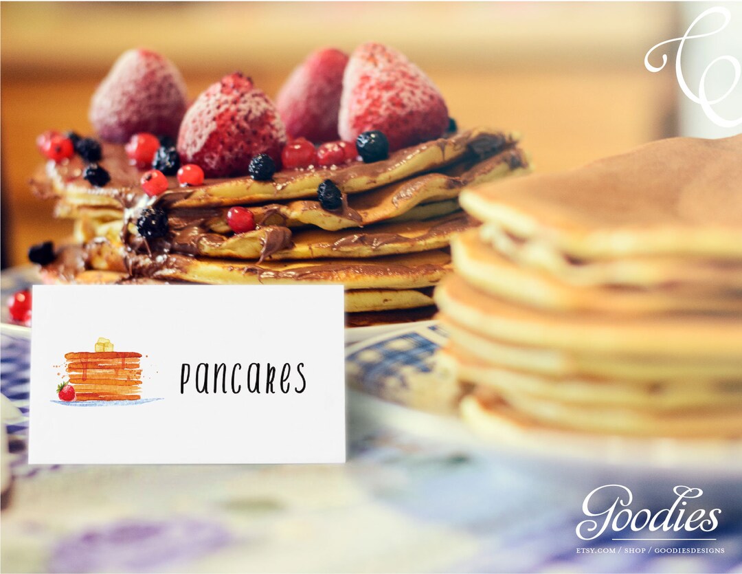 Pancakes Party Tent Cards - Food Labels - Place Cards - Instant ...