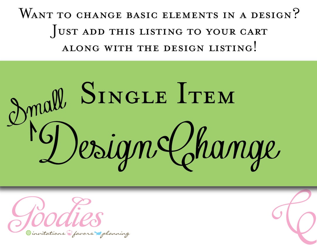 Small Design Change of Single Item - Etsy