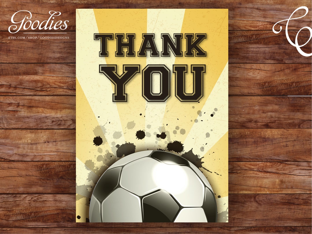 Soccer Thank You Card instant Download, Yellow, Printable, Coach ...