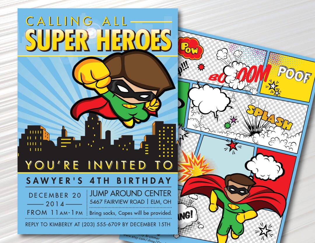 Superhero Party Invitation - Etsy