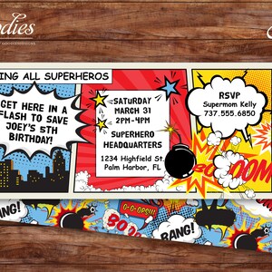 Superhero Comic Birthday Invitation Instant Download Party - Etsy