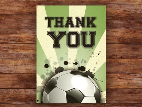 Printable Soccer Themed Thank You Card | Etsy