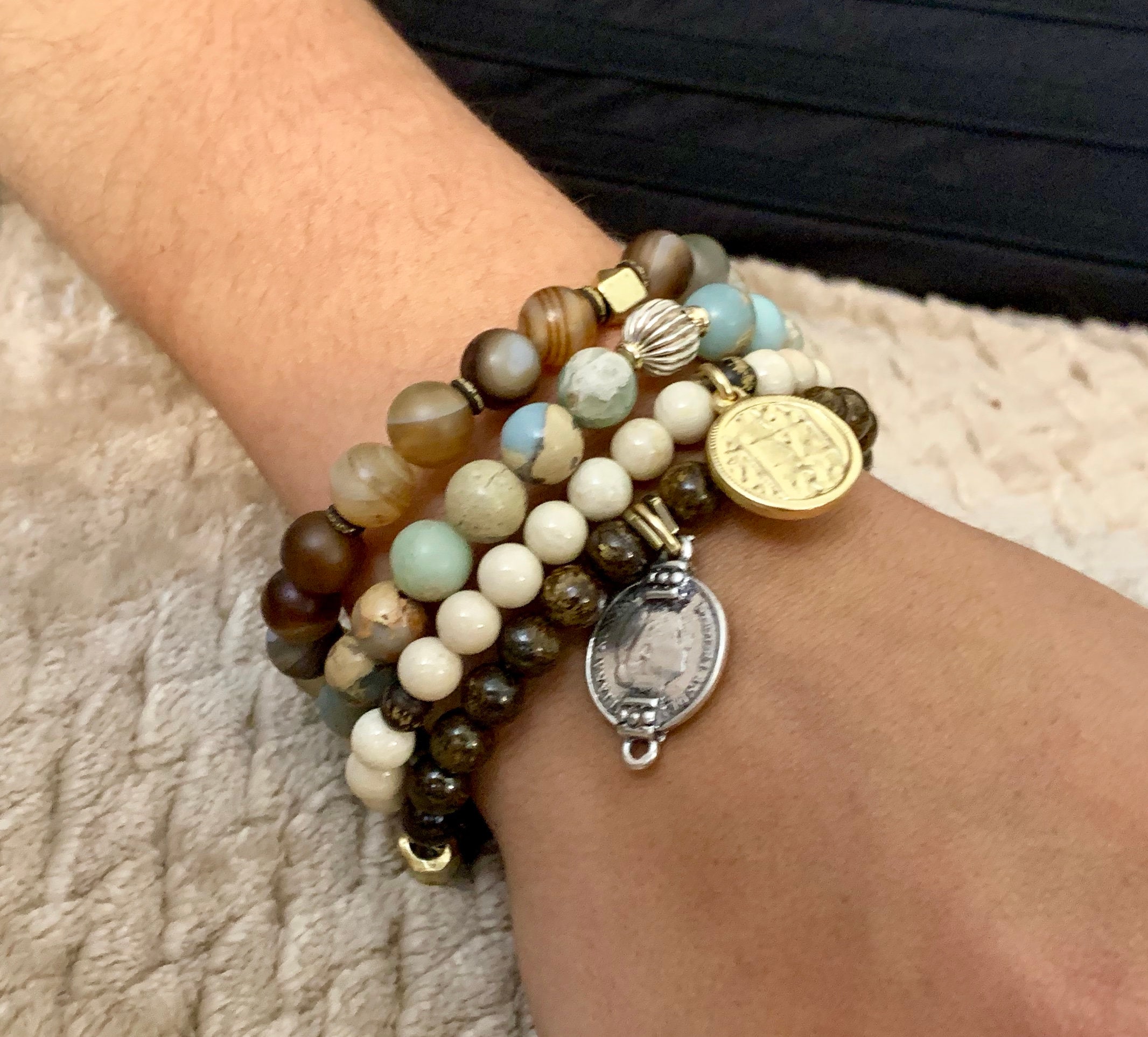 Multi Gemstone Bracelet Rustic Bracelets Earthy Tones - Etsy