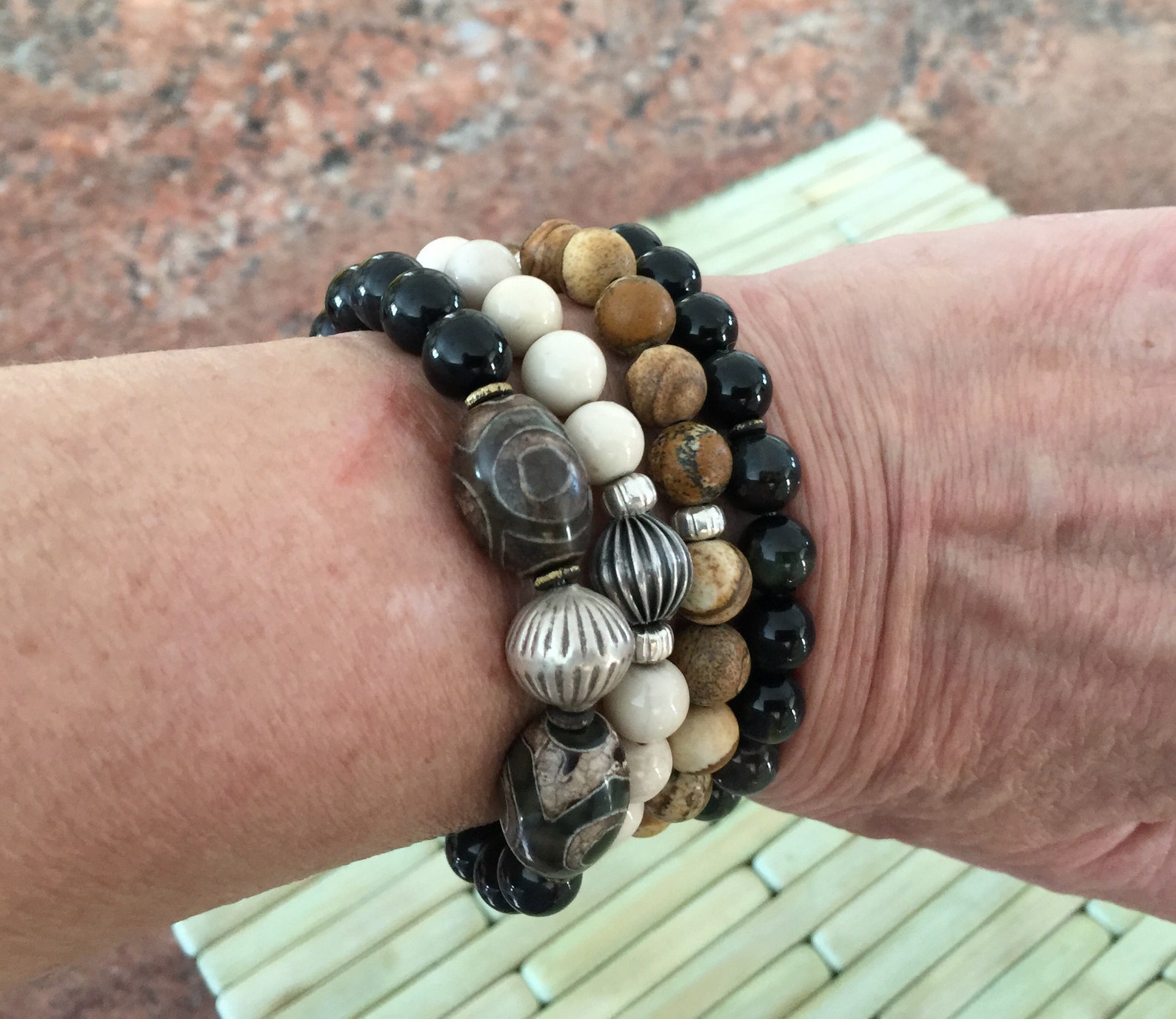 Multi Gemstone Bracelet Rustic Bracelets Earthy Tones - Etsy