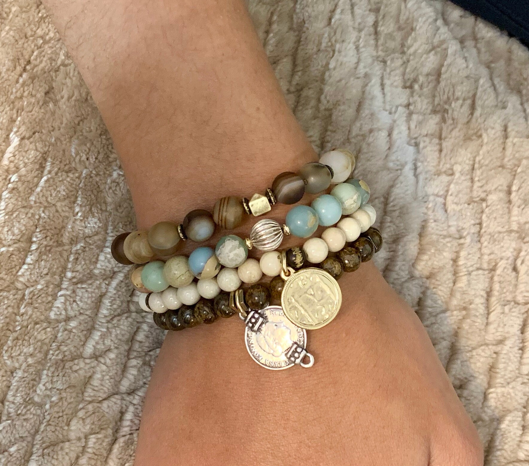 Multi Gemstone Bracelet Rustic Bracelets Earthy Tones - Etsy