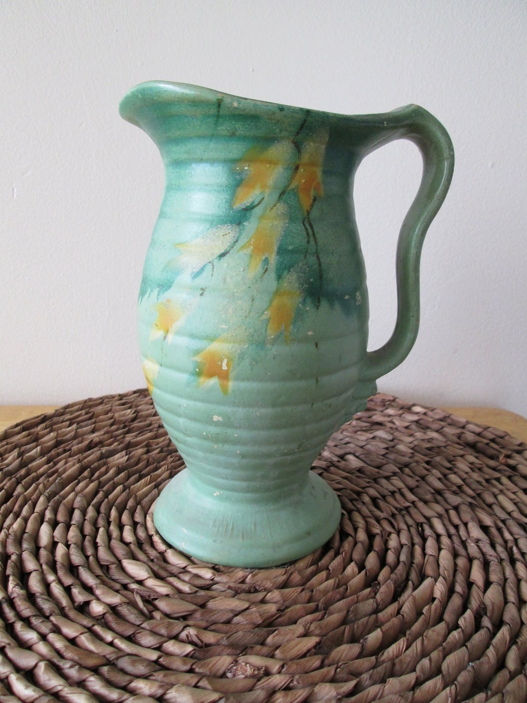 Vintage 1930s Handpainted Pottery Pitcher, Arts and Crafts Period ...