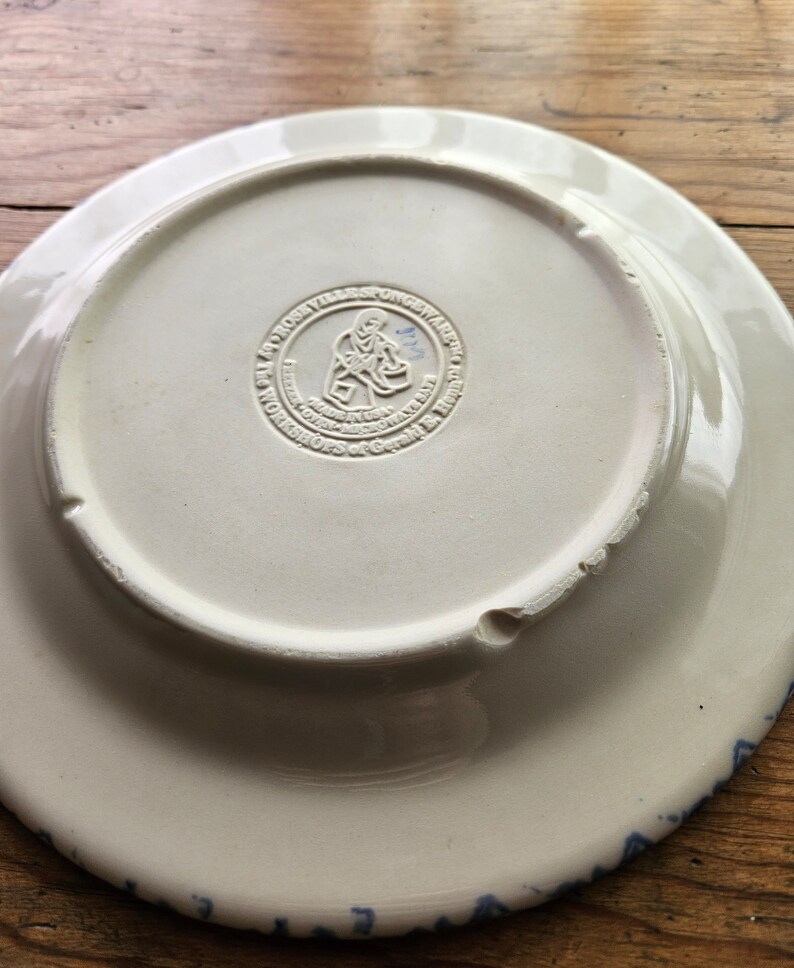 Roseville Blue Spongeware Dinner Plate by Workshop Gerald Henn - Etsy